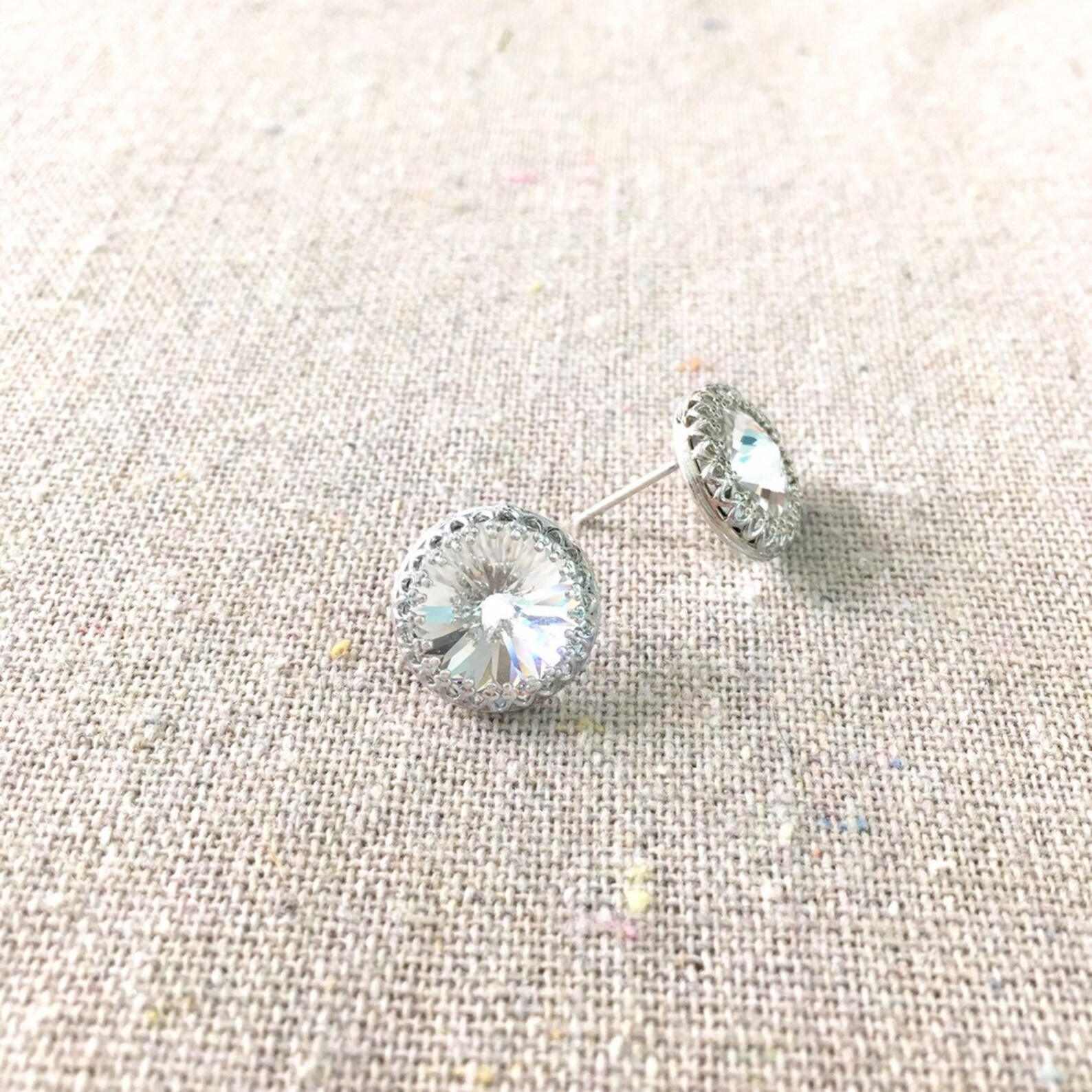 Swarovski Crystal Post Earrings Faux Diamond Crown Earrings | Etsy