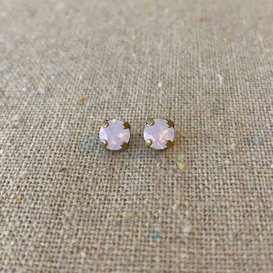 Swarovski Crystal Stud Earrings | 5mm Rose Water Opal Xirius Chatons ...