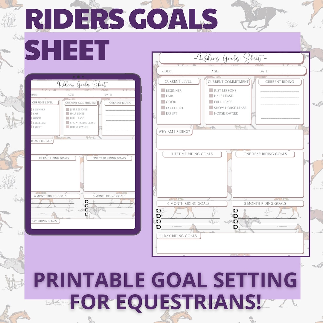 Equestrian Rider's Goals Sheet Printable: Track, Plan and Achieve Your ...