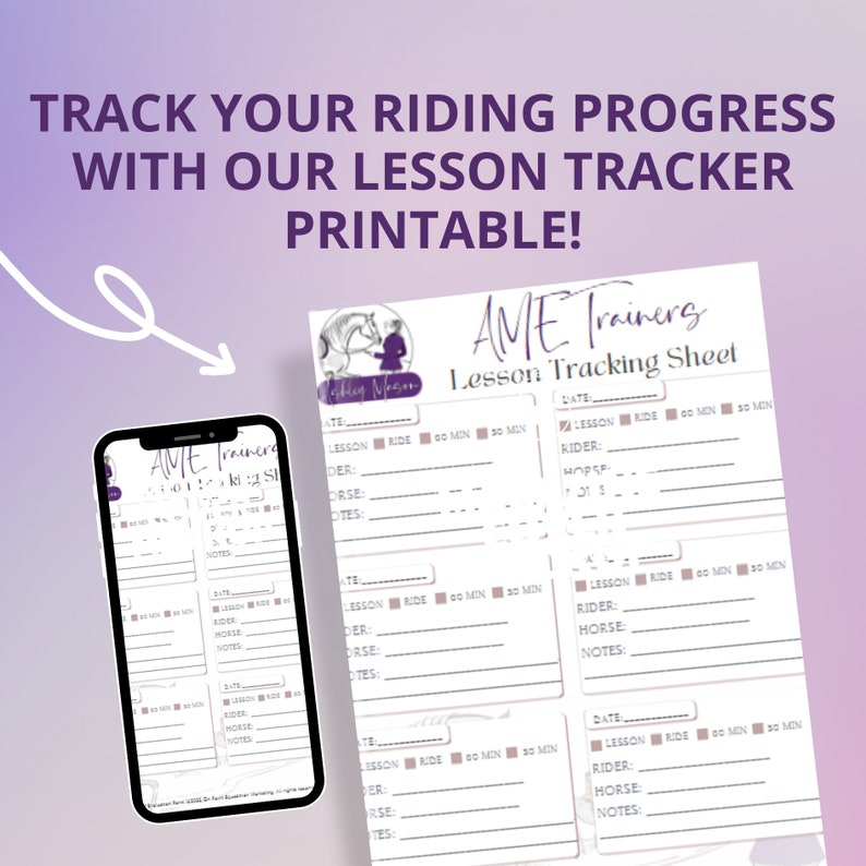 Equestrian Printable Lesson Tracker: Keep Track of Horse Riding ...