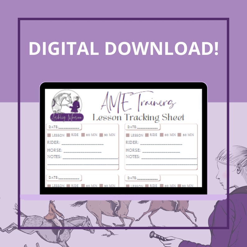 Equestrian Printable Lesson Tracker: Keep Track of Horse Riding ...