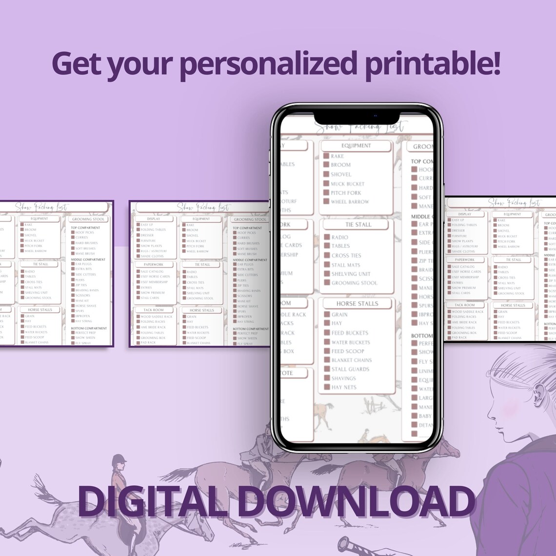 Personalized Horse Show Packing List | Equestrian Show Essentials ...