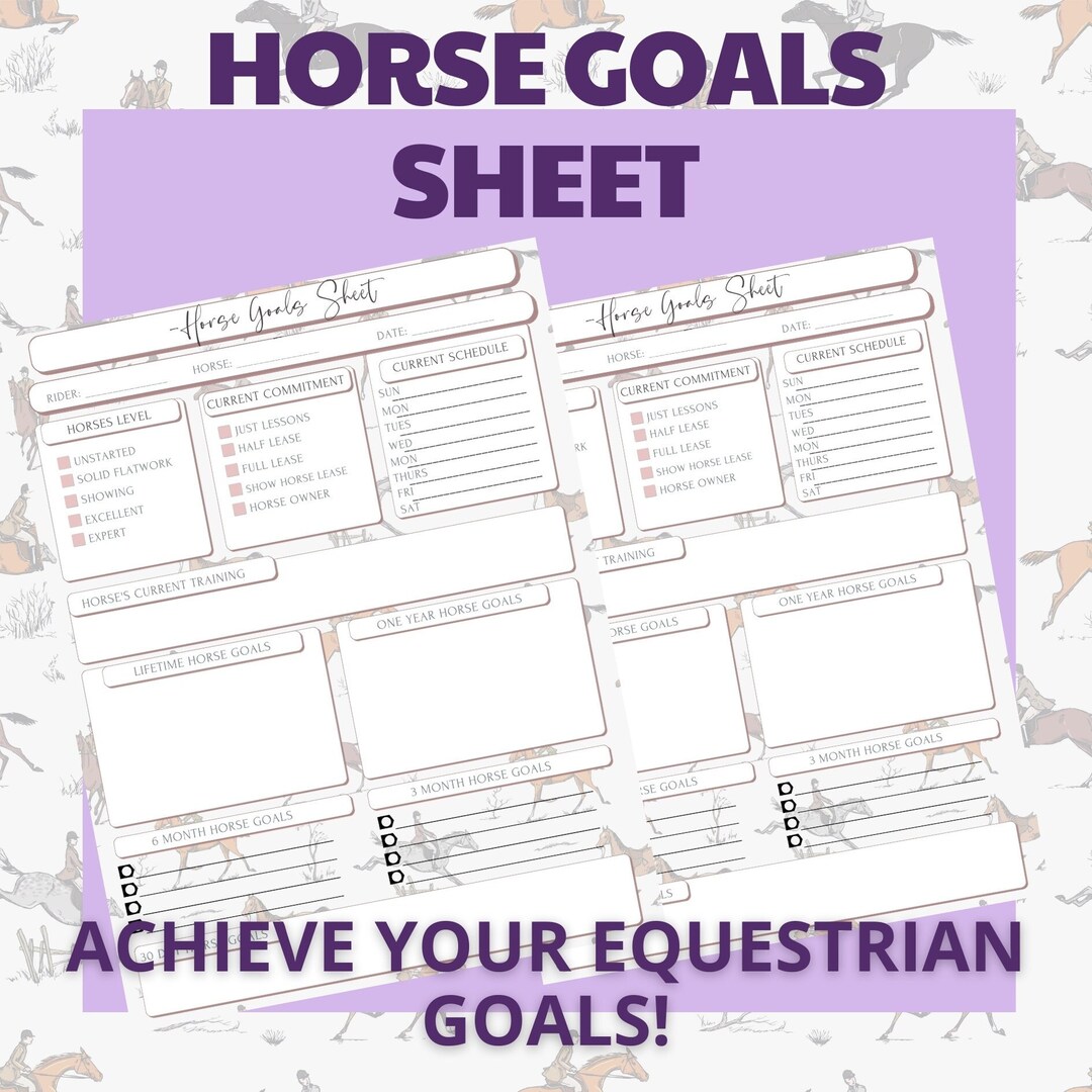 Equestrian Horse Riding Goals Sheet Printable: Track, Plan and Achieve ...