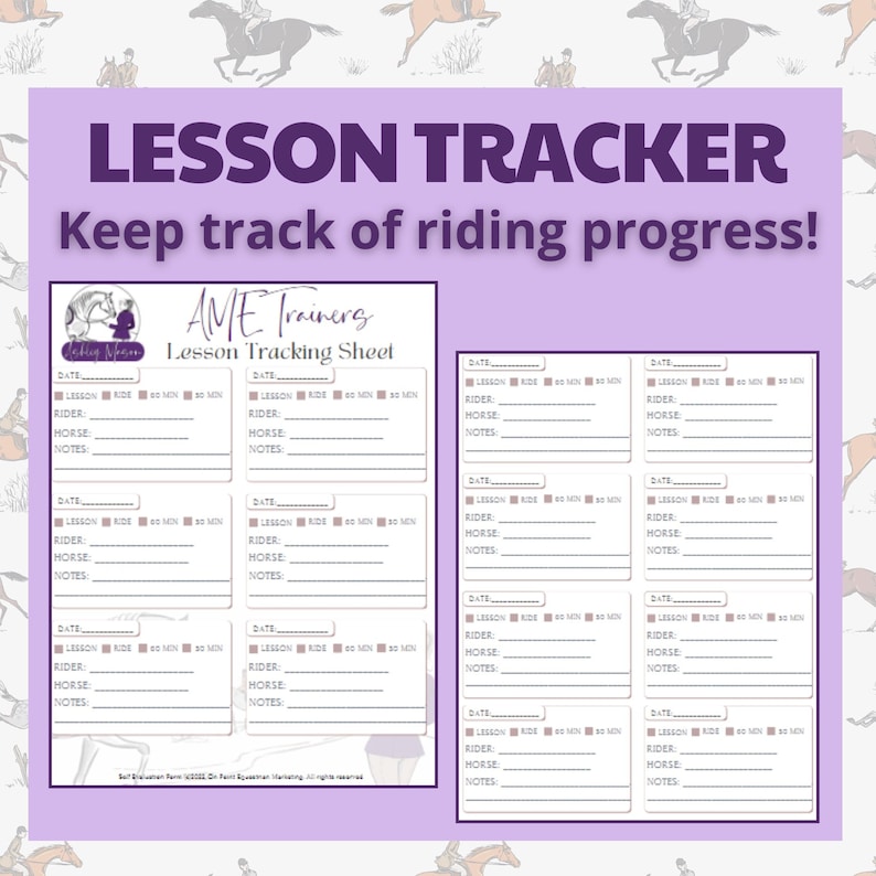 Equestrian Printable Lesson Tracker: Keep Track of Horse Riding ...