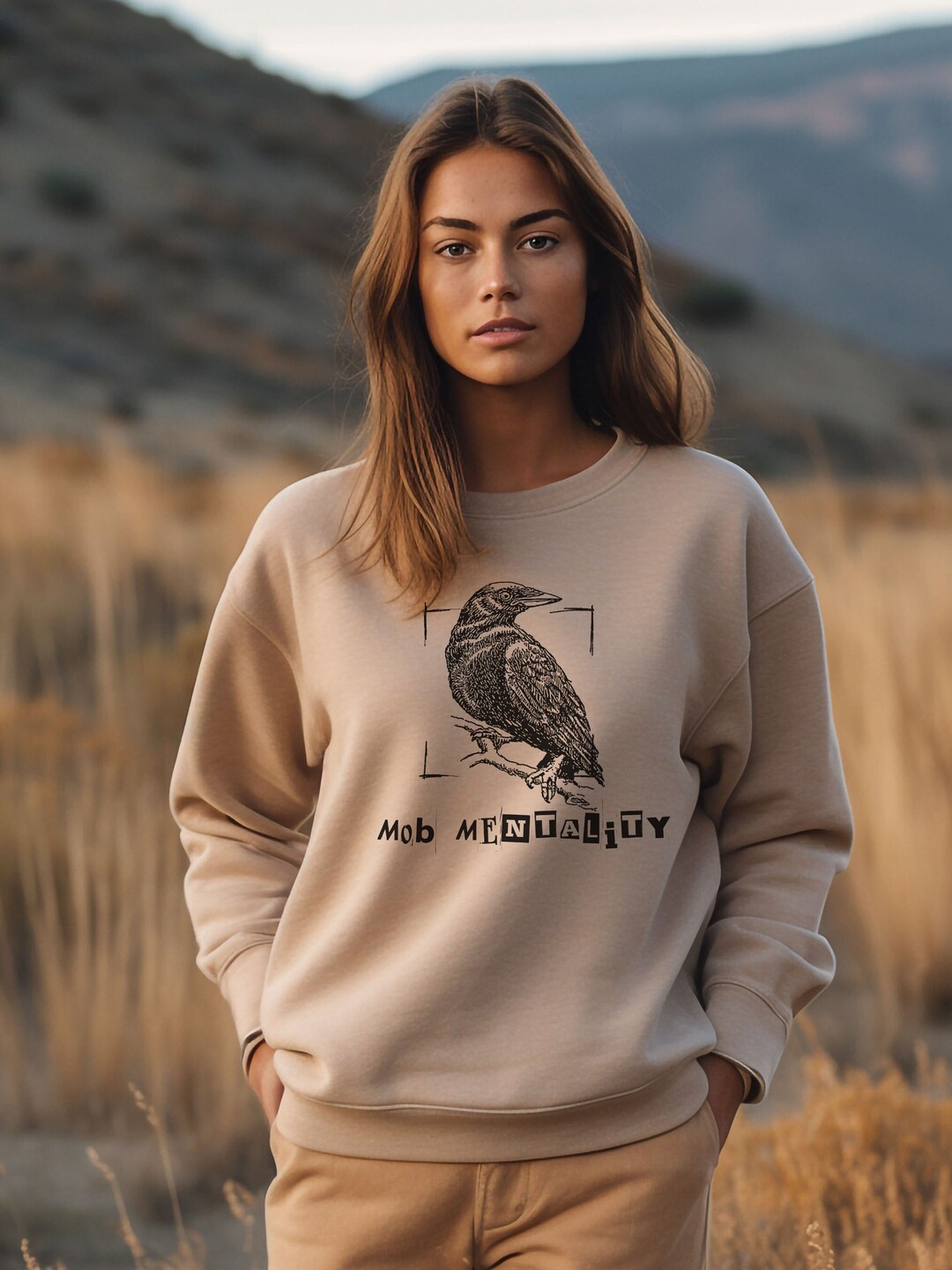 New "mob Mentality" Crow Crew Neck Sweatshirt, Bird Language Sweatshirt ...