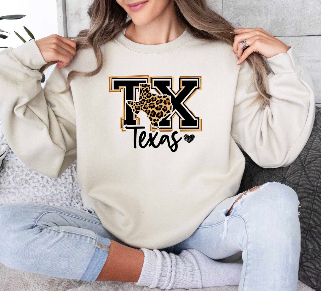 Texas Leopard Sweatshirt, Texas State Sweatshirt, Texas Map Sweatshirt ...