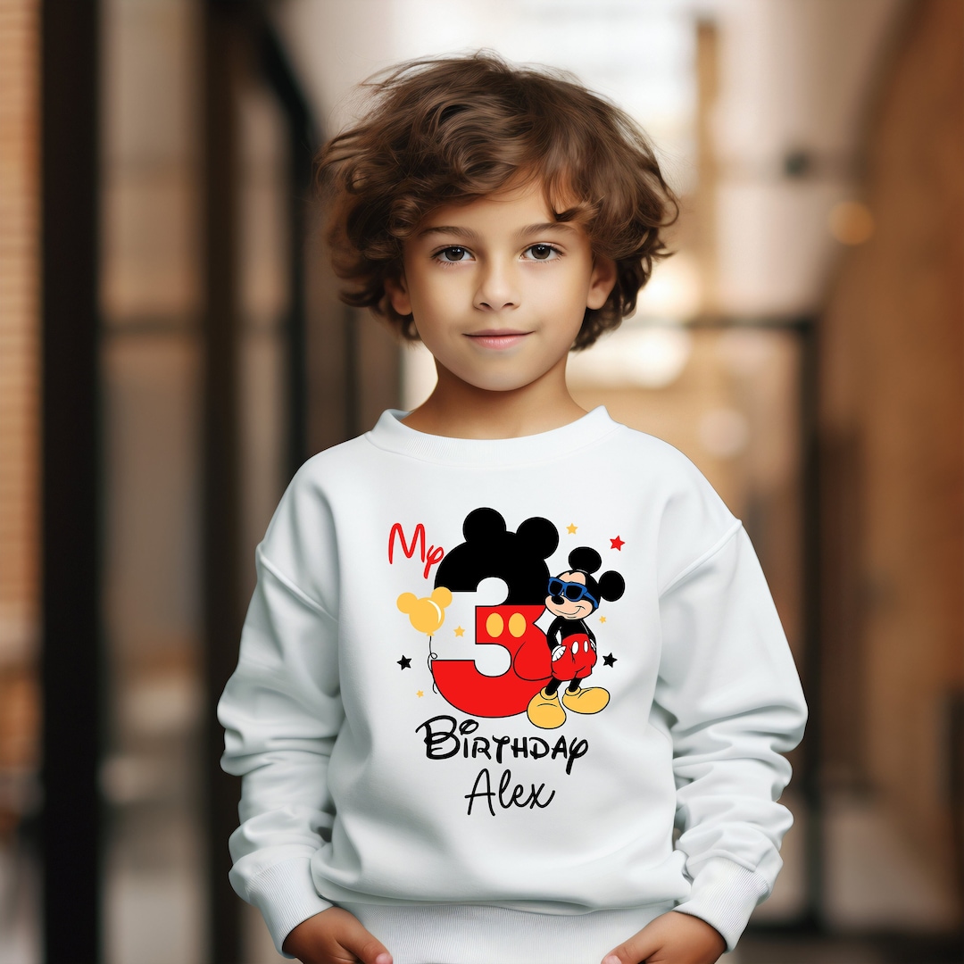Personalized Mickey Sweatshirt for Kids, 3th Birthday Mickey Sweater ...