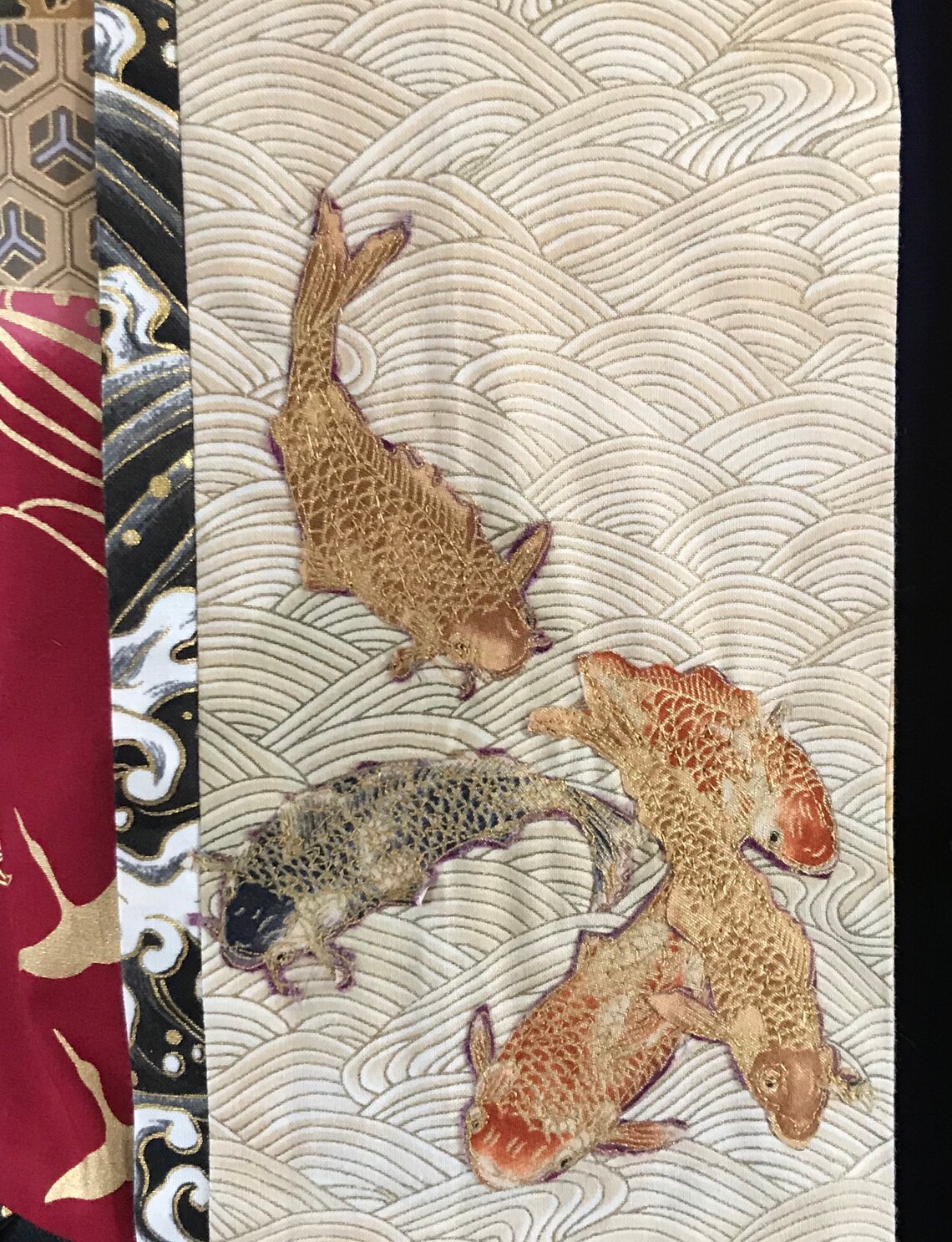 Golden Fish Swim on a Bright Quilted Kimono Style Jacket - Etsy