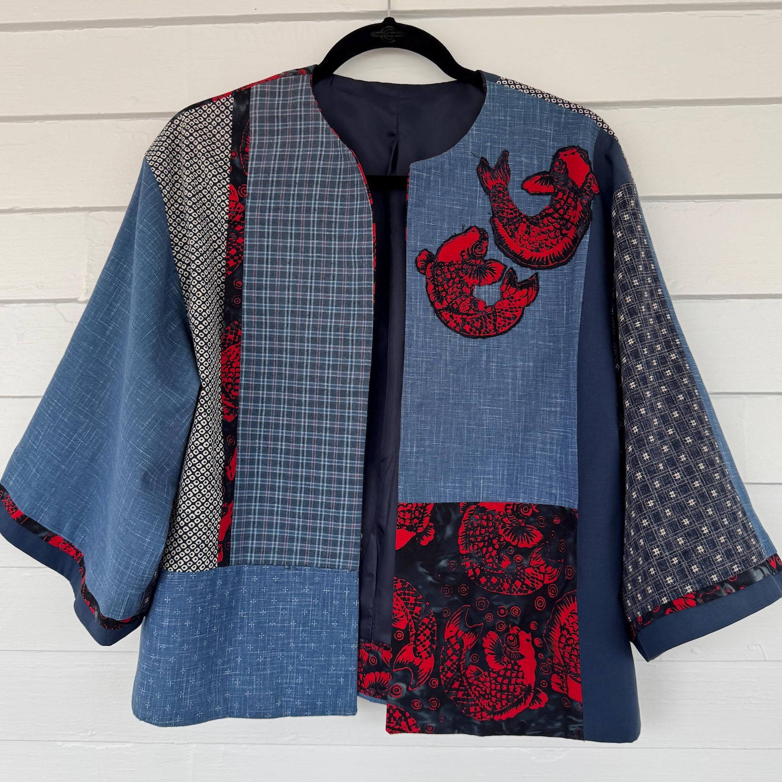Asian Inspired Jacket in a Collage of Blue Fabrics - Etsy