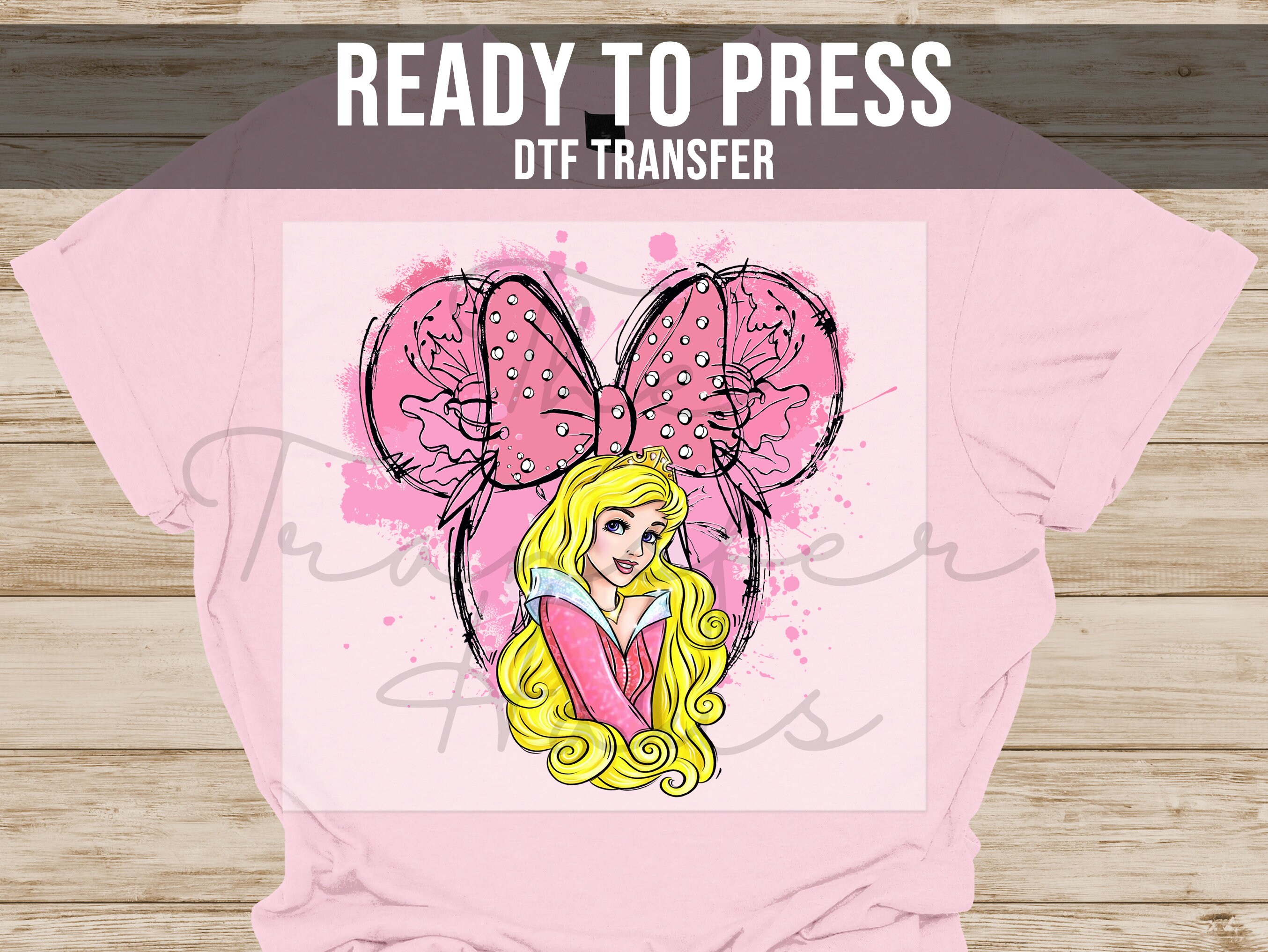 Pink Watercolor Princess DTF Transfer Ready to Press Transfer Castle ...