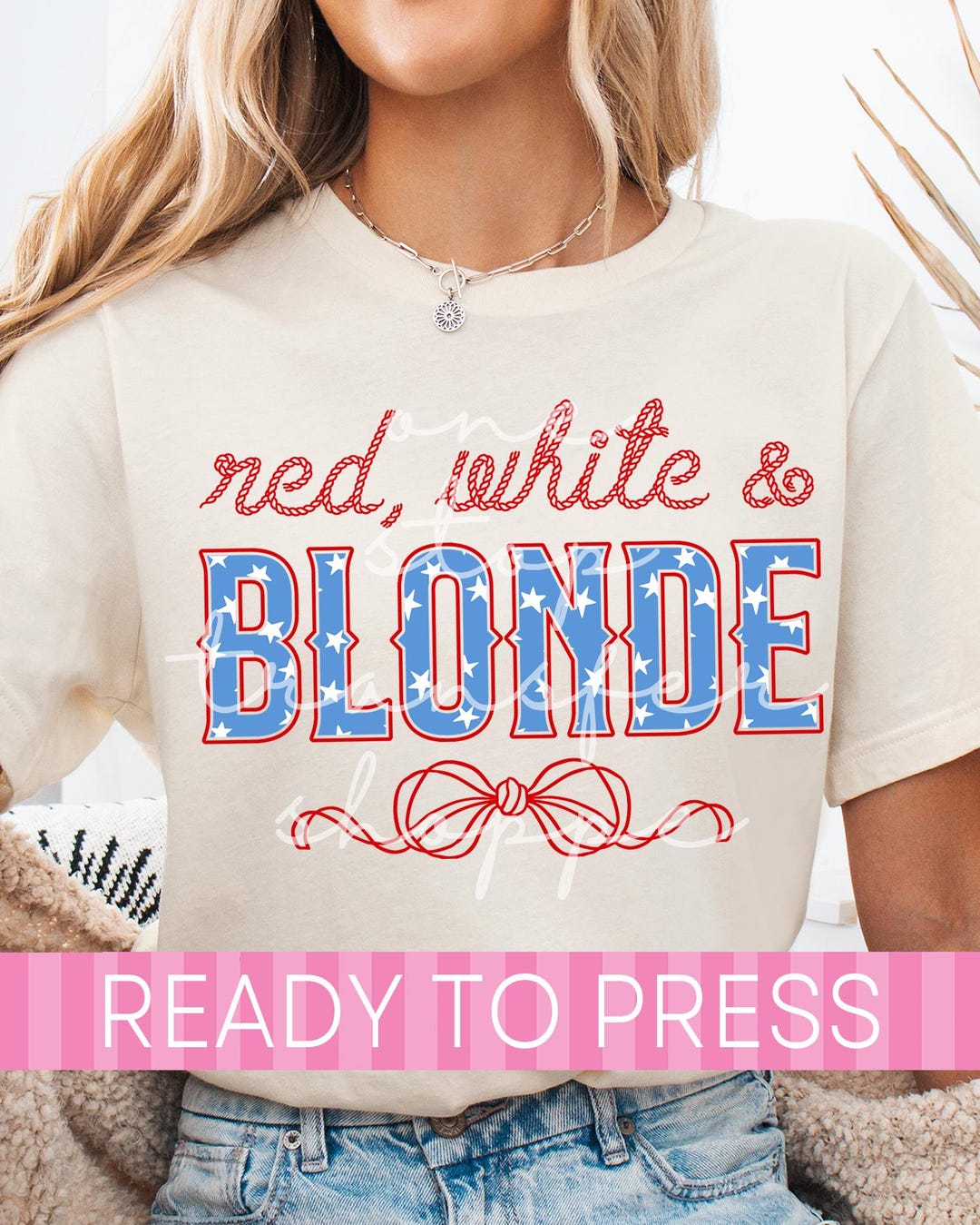 Coquette Red White and Blonde Rope USA 4th of July - Ready to Press DTF ...