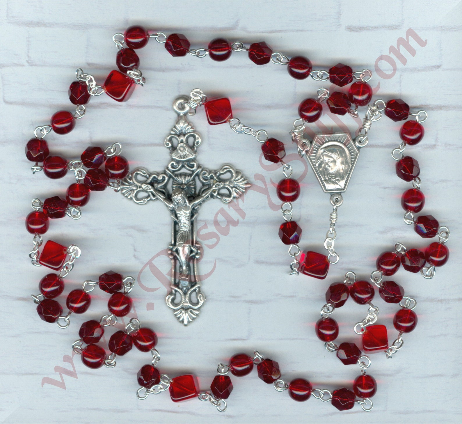 Handmade Ruby Red Czech Glass Rosary ~july Birthstone - Etsy