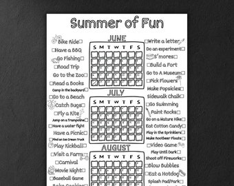 Editable Summer Calendar Poster Printables Summer Fun Bucket List ...