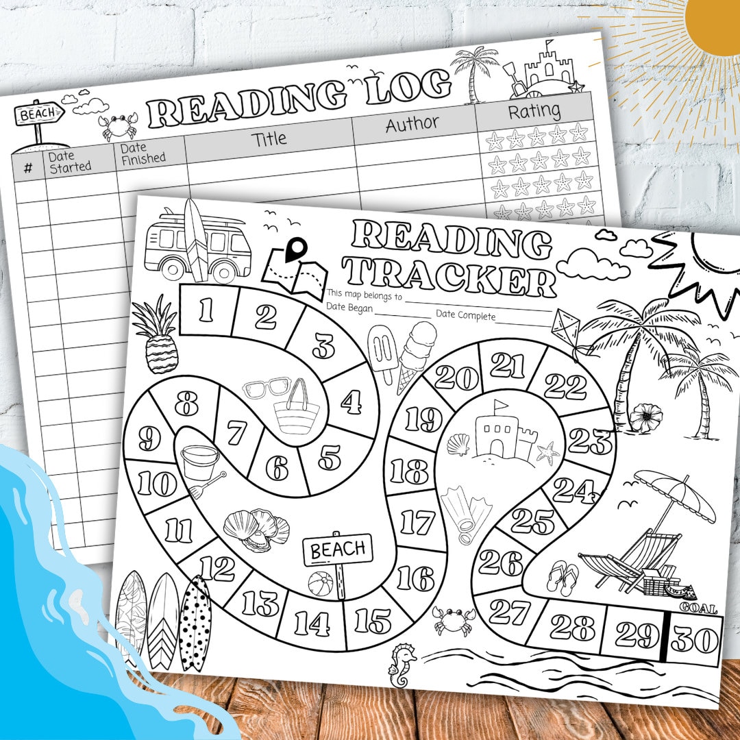 Adventure Beach Reading Map | Reading Tracker and Log for Kids | Summer ...