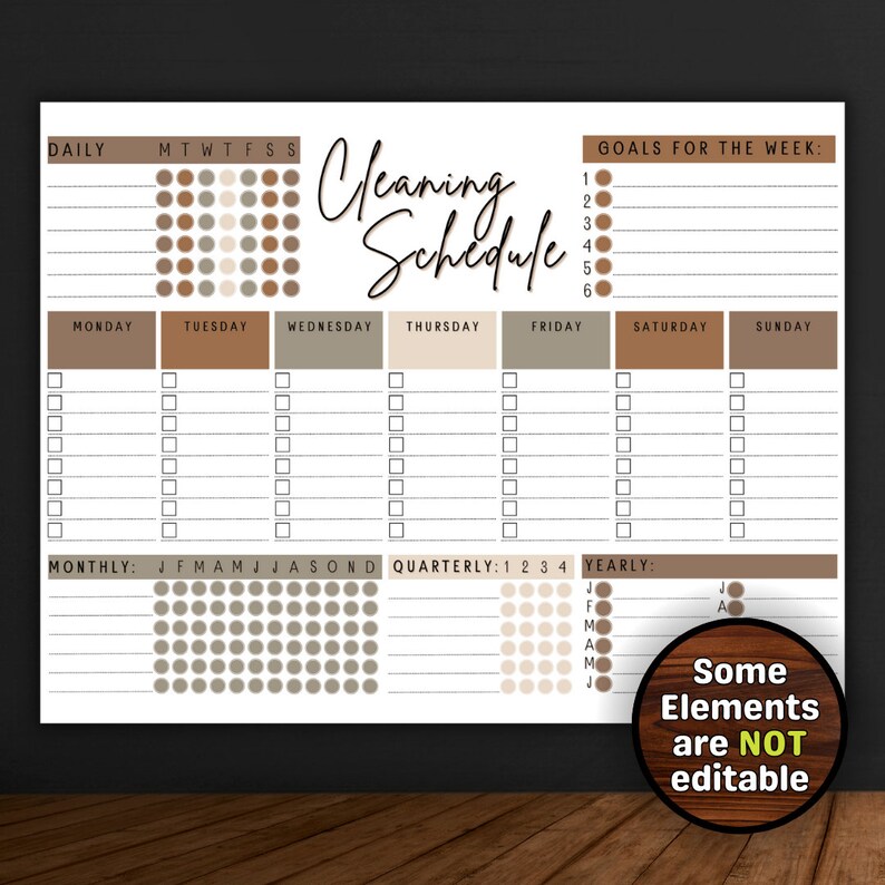Editable Cleaning Schedule: Household Chores Chart (digital Download ...