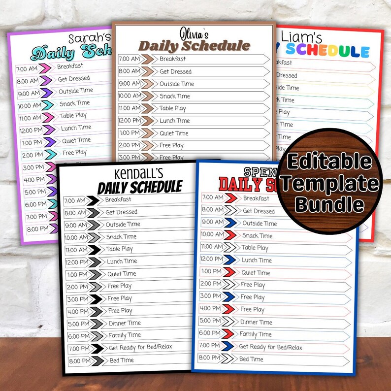 Kids Daily Schedule Template Bundle Printable Homeschool Daily Routine ...