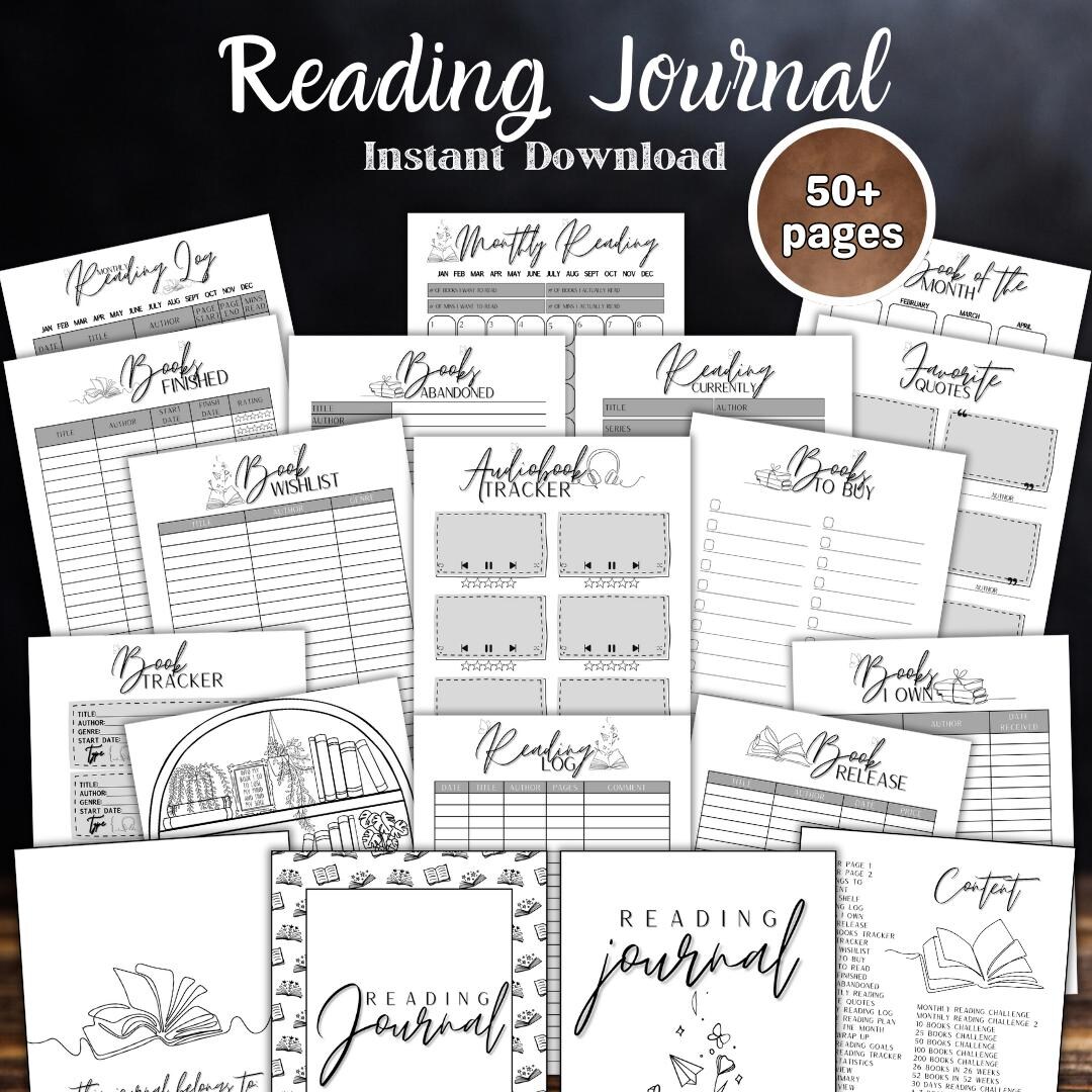 Reading Journal Planner Bundle: Minimalist Book Review Log (PDF) - Etsy