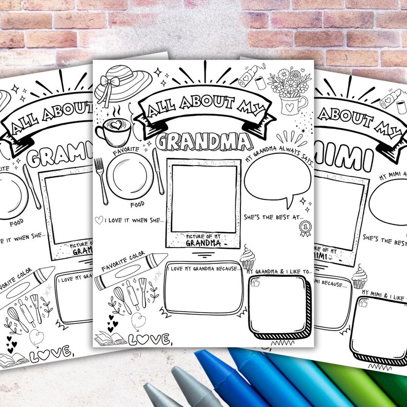 Grandma Mother's Day Worksheet: Kids Coloring Page (PDF) - Etsy