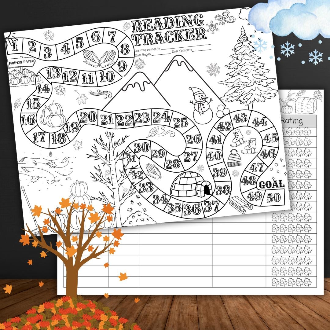 Adventure Fall to Winter Break Reading Map | Reading Tracker and Log ...