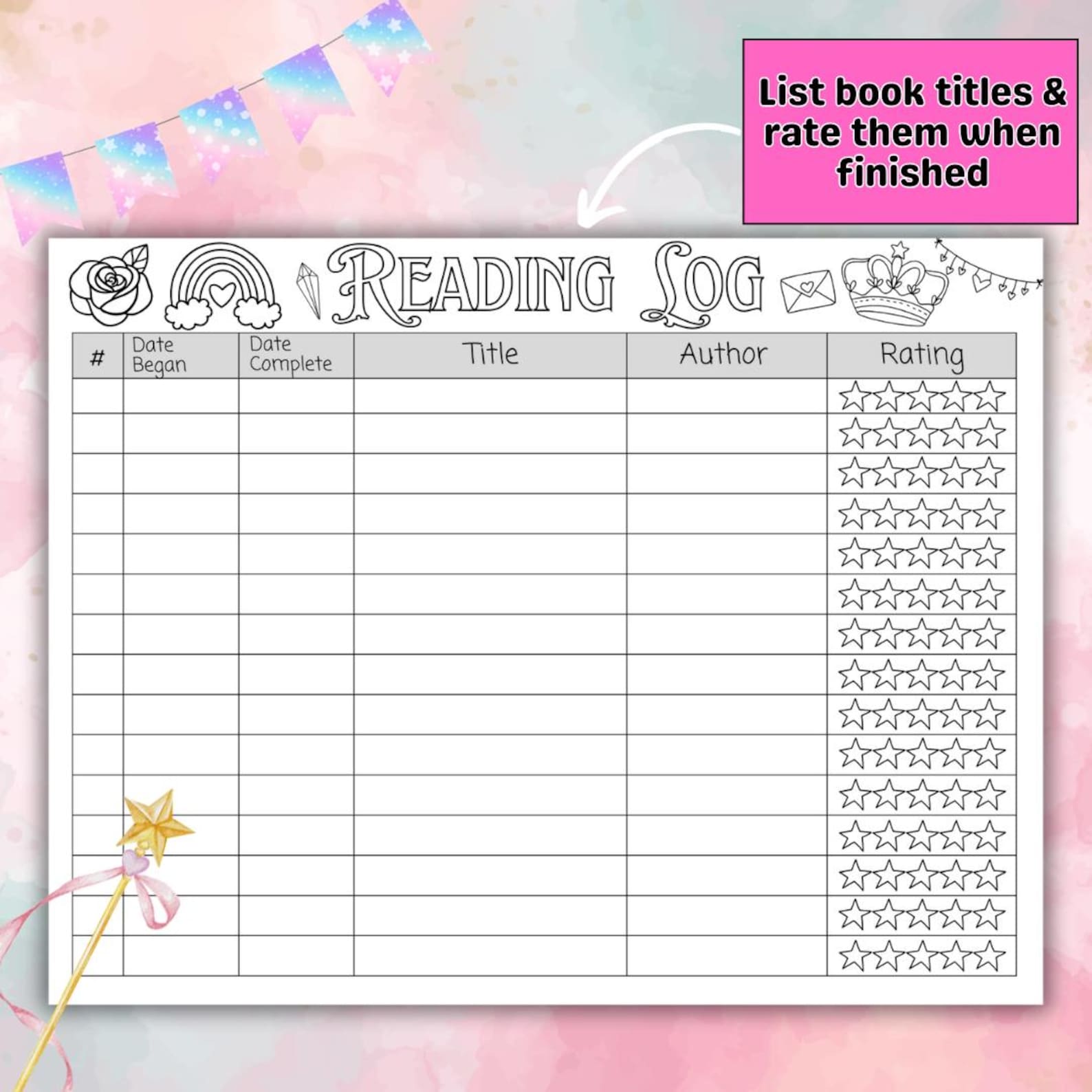 Princess Reading Tracker Map: Kids' Coloring Page & Book Log (PDF ...