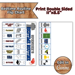 Editable Morning & Bedtime Routine Chart Bundle, Printable Folding ...