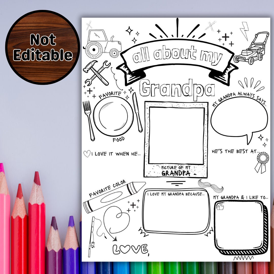 All About My Grandpa Worksheet Father's Day Coloring Page Father's Day ...