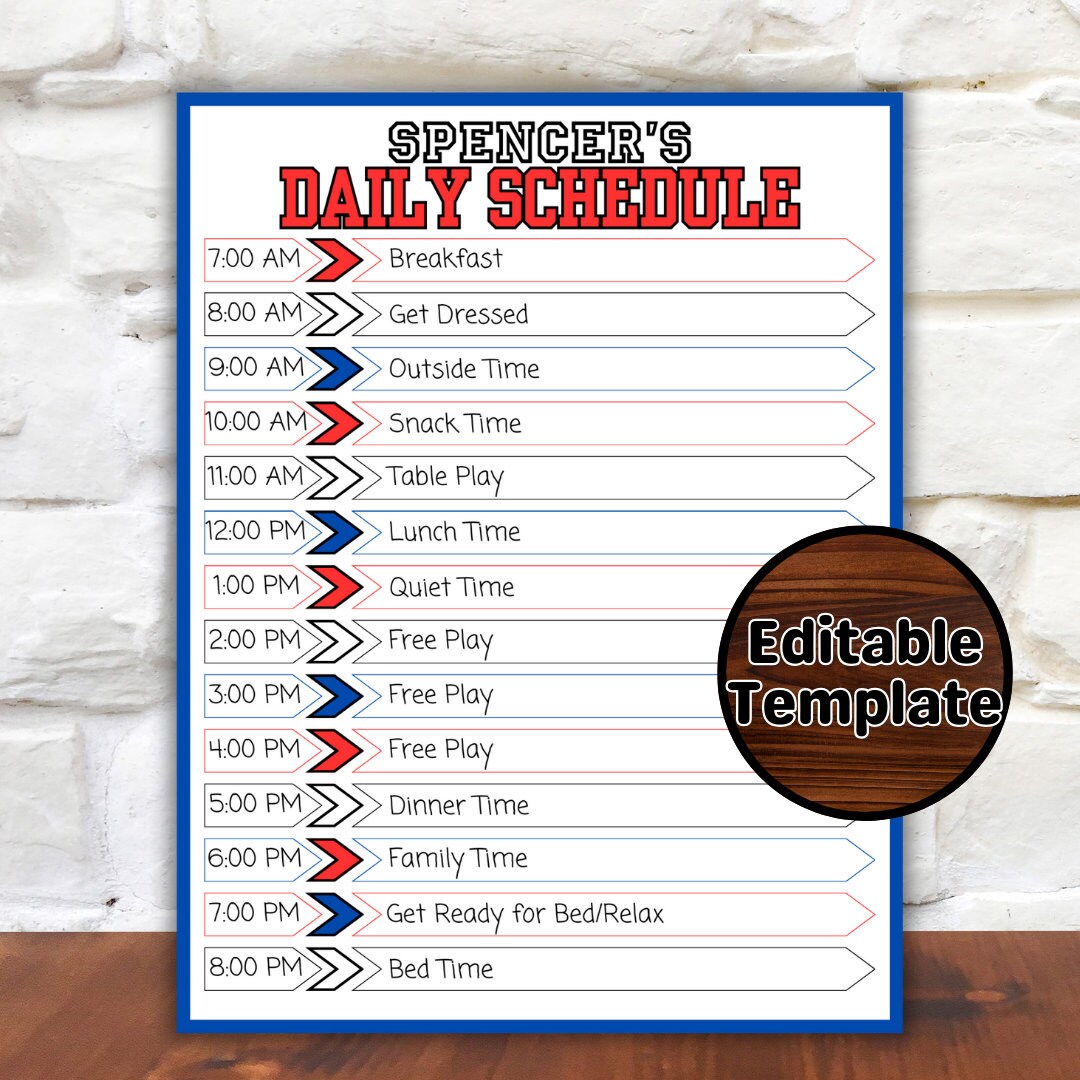 Kids Daily Schedule Template, Homeschool Daily Routine, Editable PDF ...