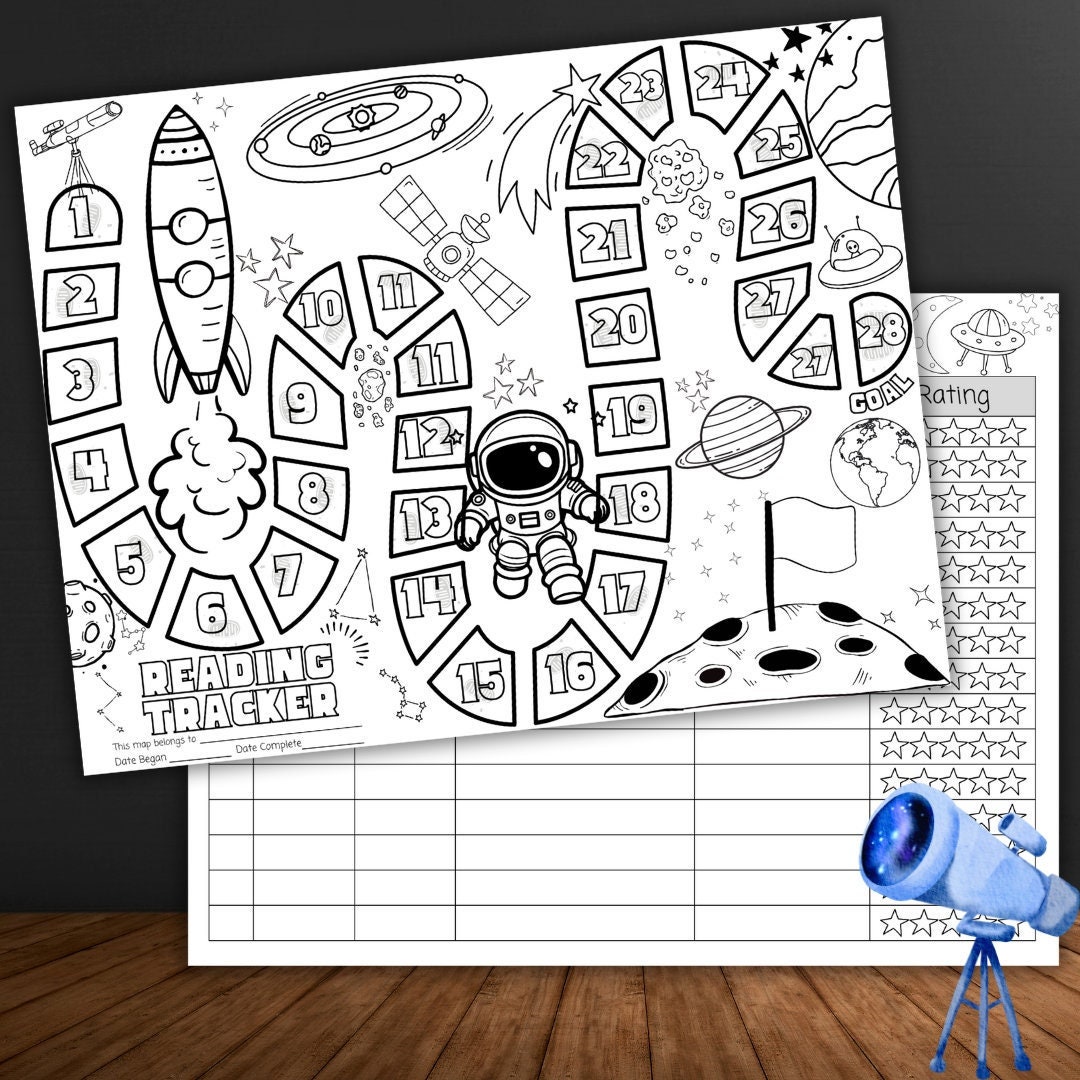 Adventure Space Reading Map Reading Tracker and Log for Kids Summer ...