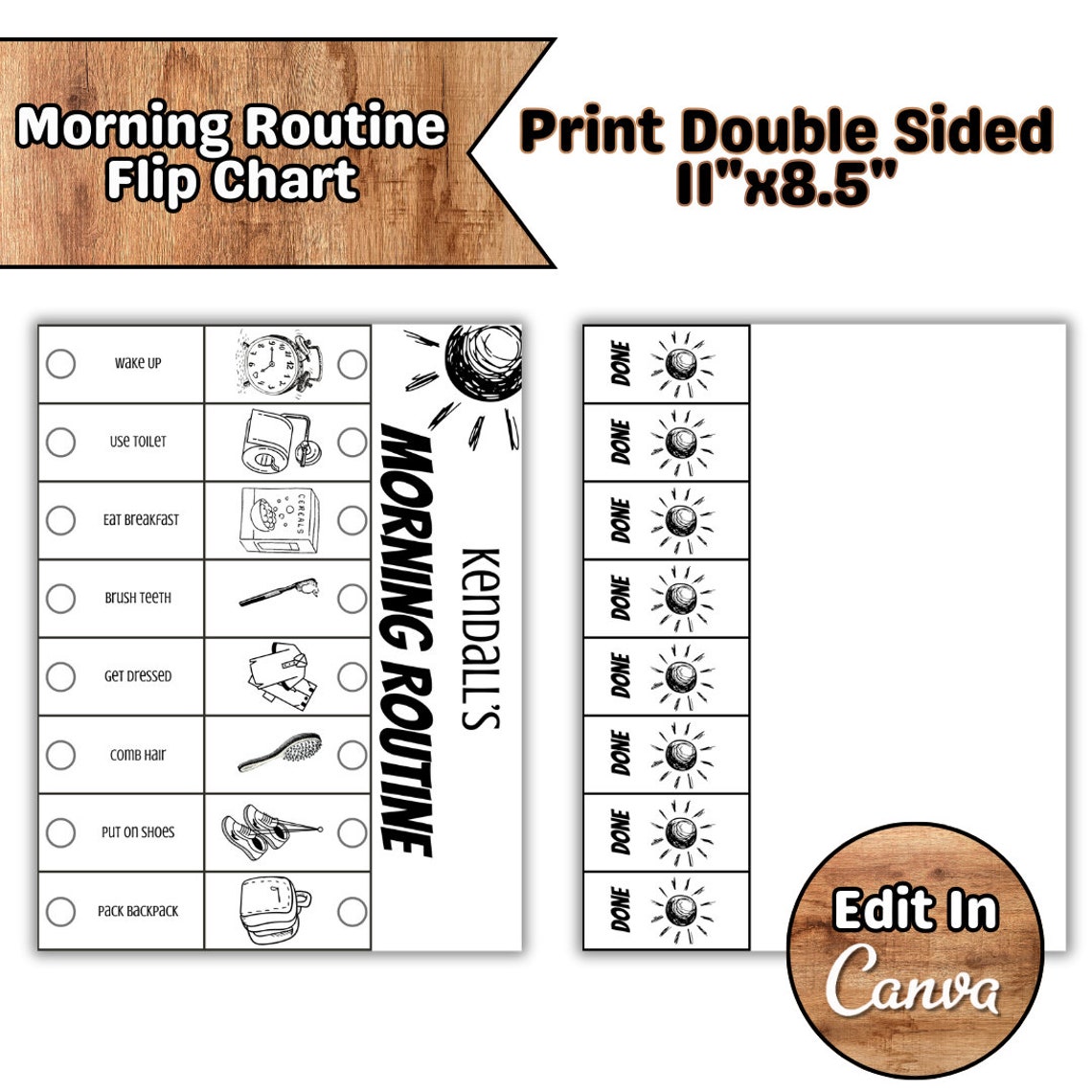 Routine Flip Chart, Morning Routine, Bedtime Routine, Kids Routine ...