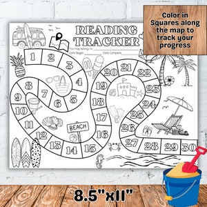 Beach Reading Tracker Map for Kids: Summer Reading Challenge (PDF ...