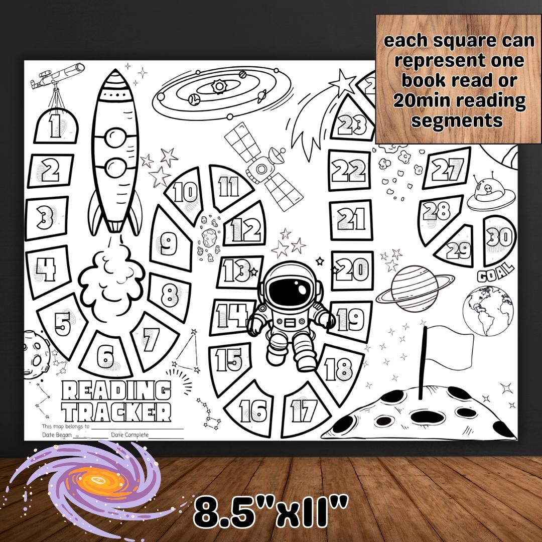 Adventure Space Reading Map | Reading Tracker and Log for Kids | Summer ...