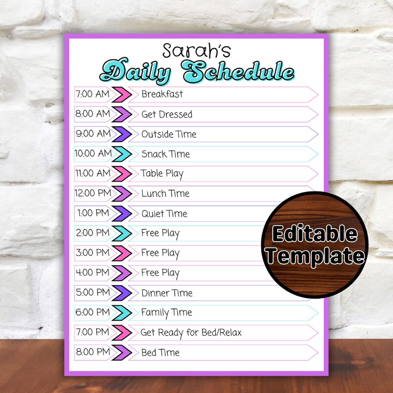 Kids Daily Schedule Template, Homeschool Daily Routine, Editable PDF ...