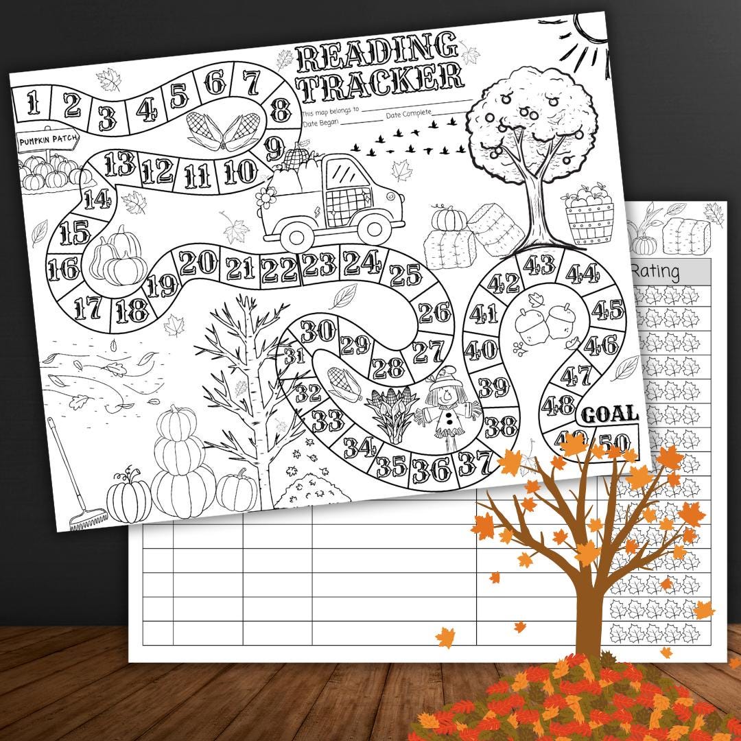 Adventure Pumpkin Patch Reading Map | Reading Tracker and Log for Kids ...