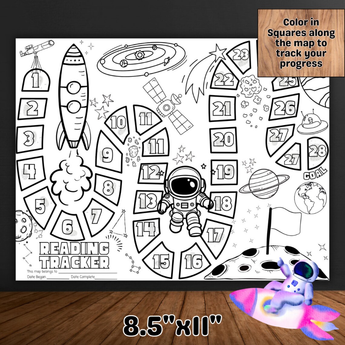 Adventure Space Reading Map Reading Tracker and Log for Kids Summer ...