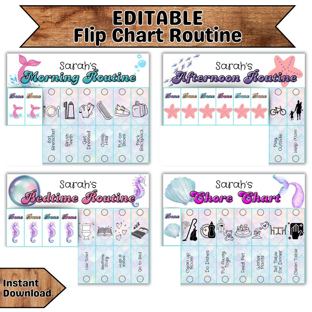 Routine Flip Chart, Morning Routine, Bedtime Routine, Kids Routine ...