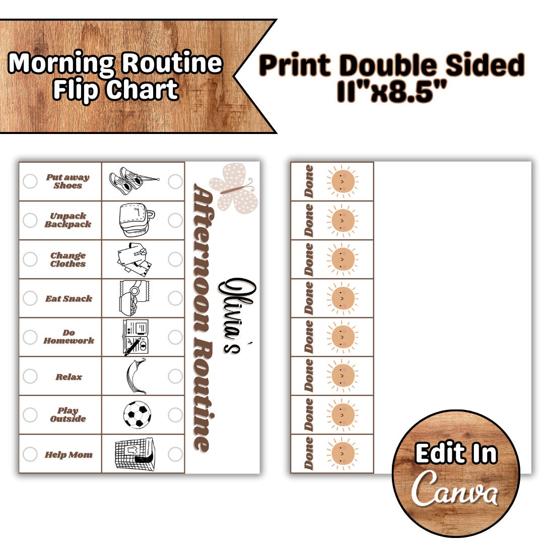 Routine Flip Chart, Morning Routine, Bedtime Routine, Kids Routine ...