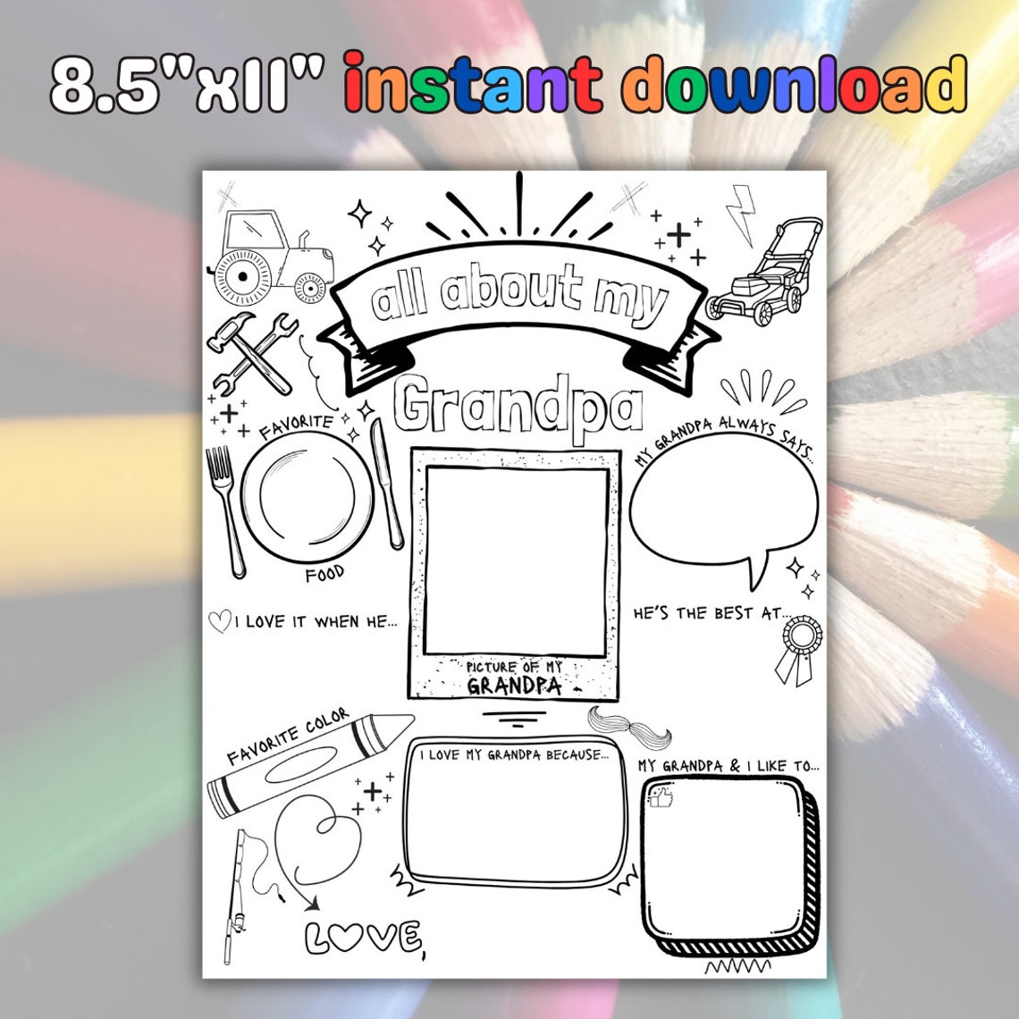 All About My Grandpa Worksheet Father's Day Coloring Page Father's Day ...
