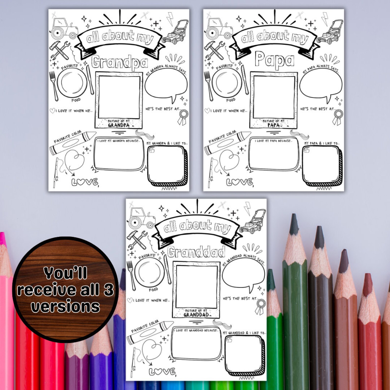 All About My Grandpa Worksheet Father's Day Coloring Page Father's Day ...