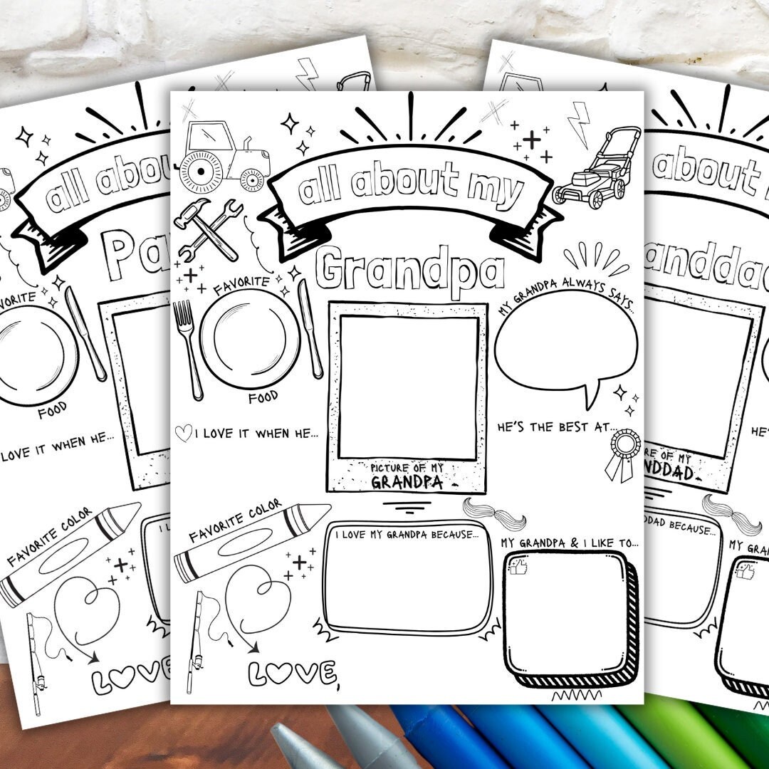 All About My Grandpa Worksheet | Father's Day Coloring Page | Father's ...