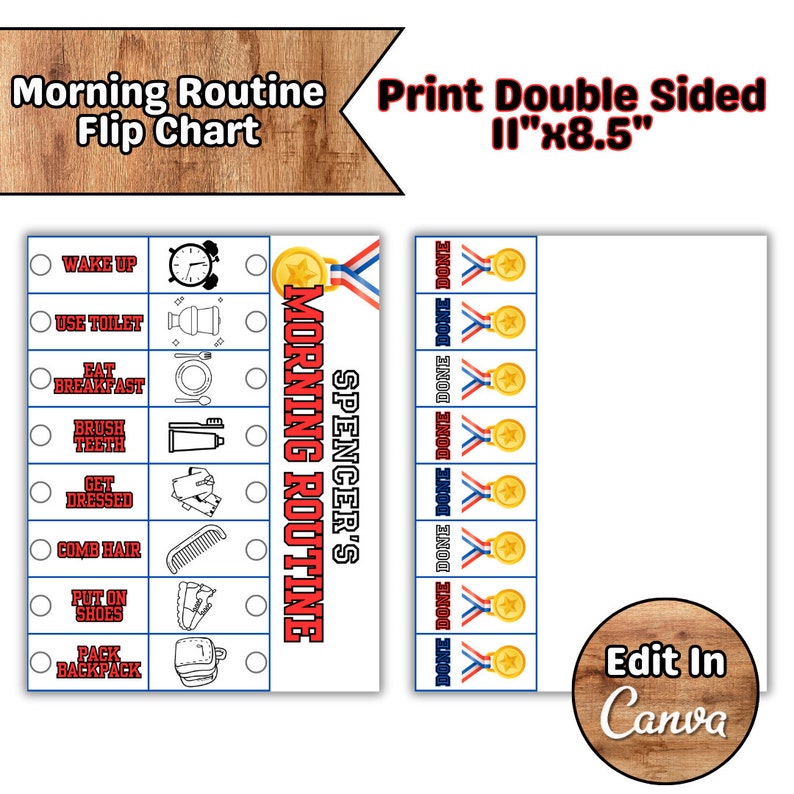 Editable Morning & Bedtime Routine Chart Bundle, Printable Folding ...