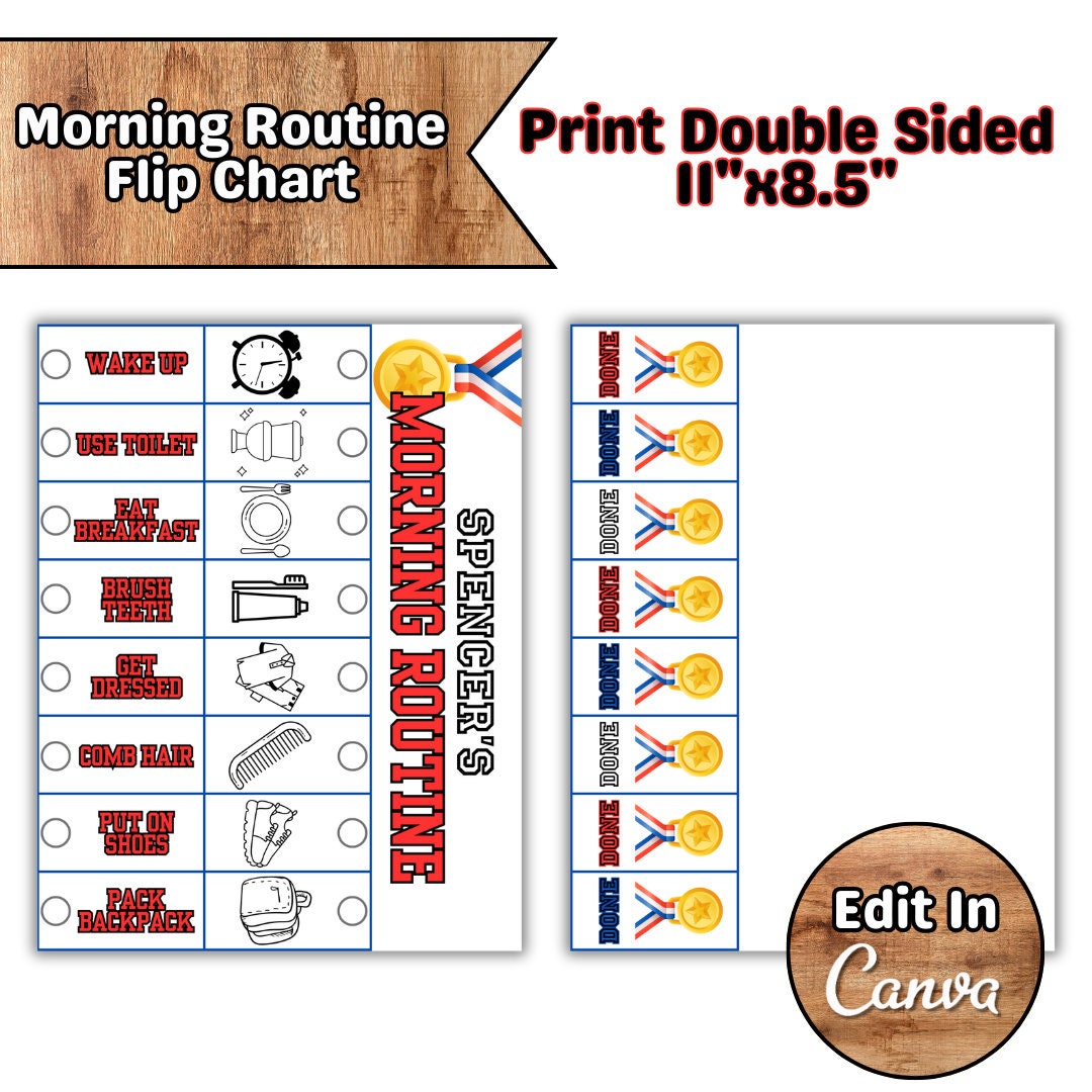 Editable Morning & Bedtime Routine Chart Bundle, Printable Folding ...