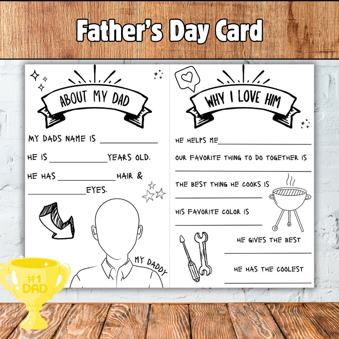 Father's Day Card | Fill in the Blanks | All About My Dad Card ...