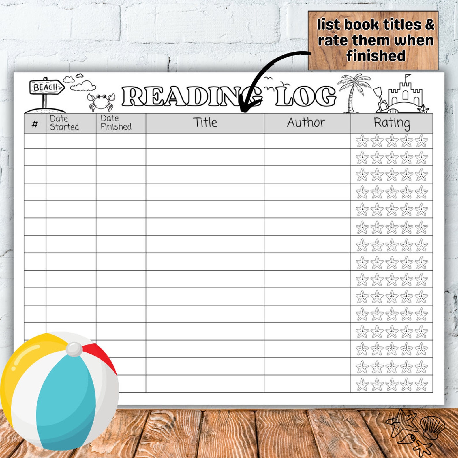 Adventure Beach Reading Map | Reading Tracker and Log for Kids | Summer ...