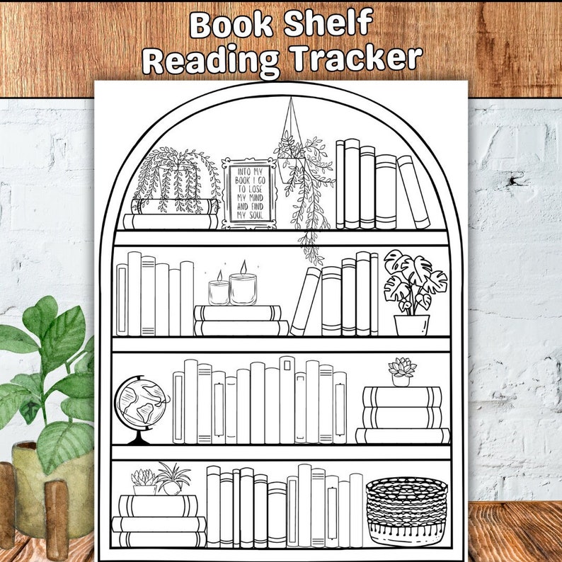Bookshelf Reading Tracker Printable: Coloring Page (PDF) - Etsy