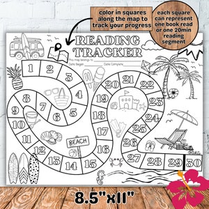 Adventure Beach Reading Map | Reading Tracker and Log for Kids | Summer ...