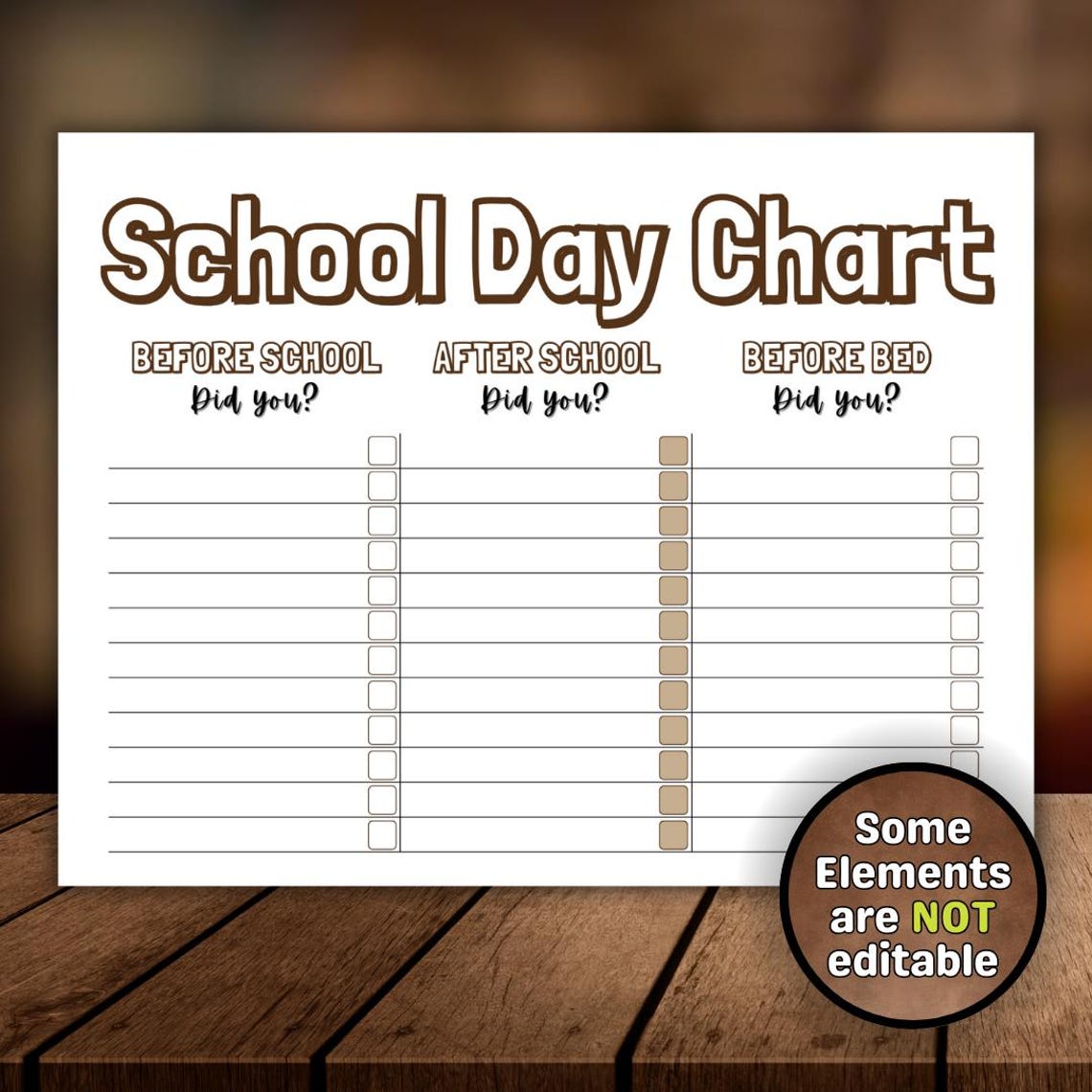 Editable School Day Checklist: Kids Chore Chart (printable) - Etsy
