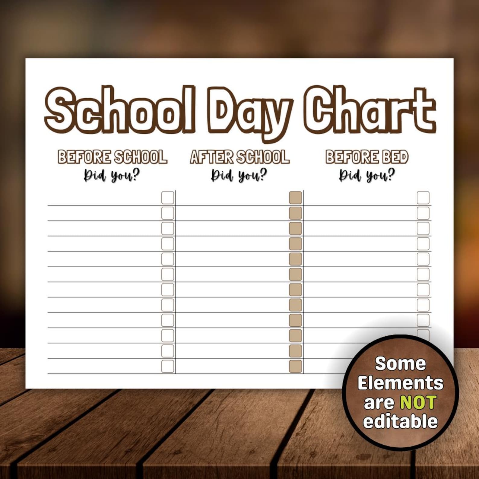 Editable School Day Checklist for Kids | Printable | Kids Chore Chart ...