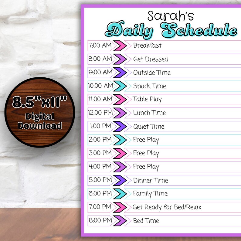 Kids Daily Schedule Template, Homeschool Daily Routine, Editable PDF ...