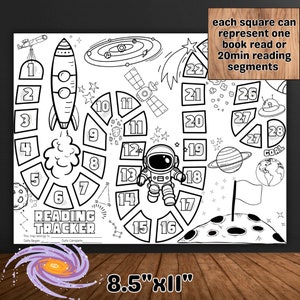 Adventure Space Reading Map Reading Tracker and Log for Kids Summer ...