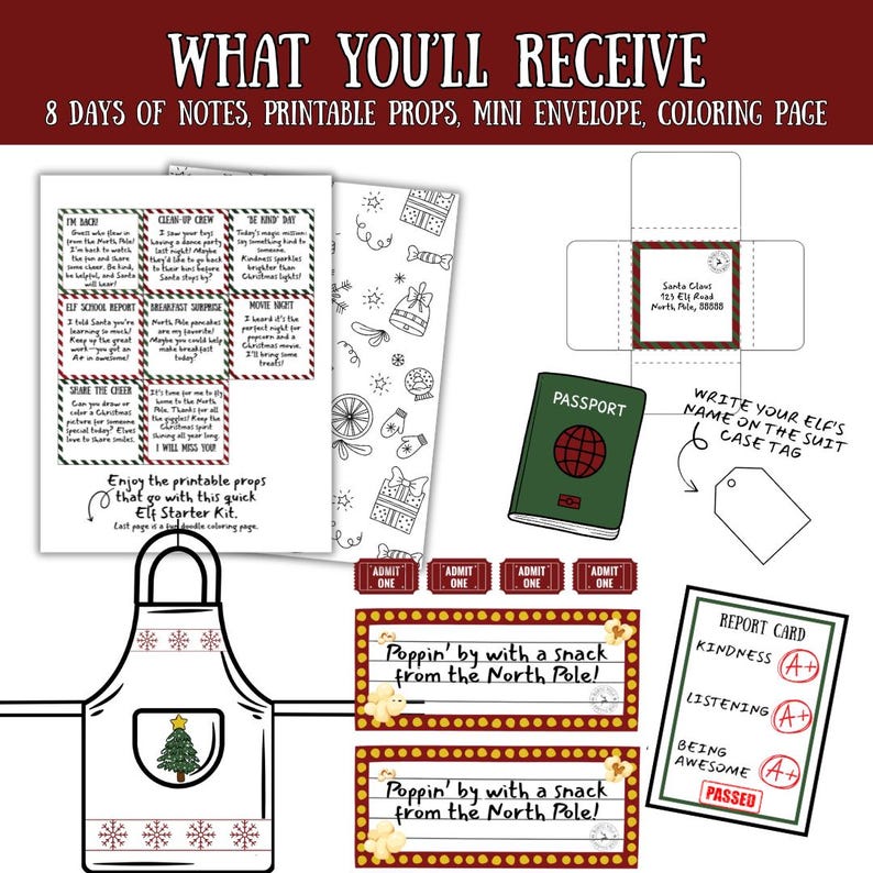 Elf Starter Kit Printable | 6 Elf Notes + Arrival & Goodbye Letters ...